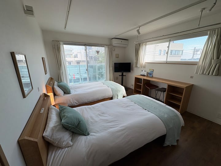 【401】高楼层海景房｜转角视野开阔｜海边2分钟｜浴缸·厨房·洗衣机 - Yokohama