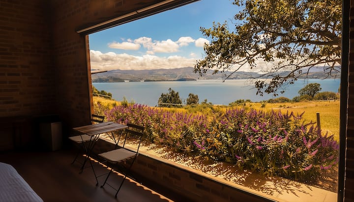 Cabaña Para 5 Con Fogata Y Vista Al Lago - Tota