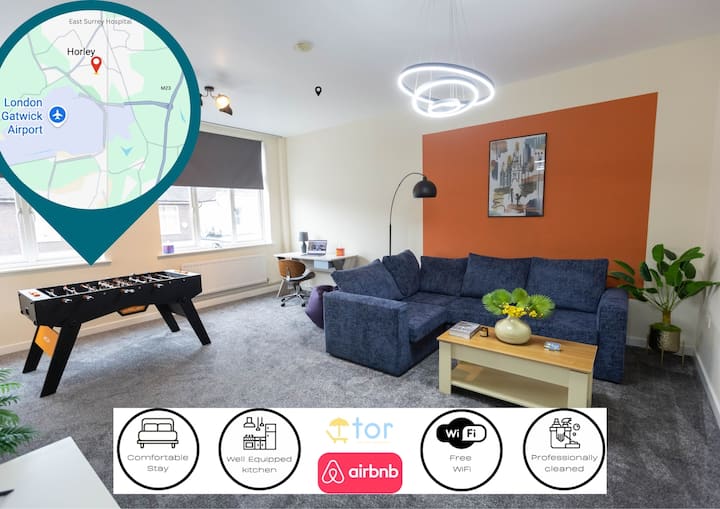 Rare 2br Flat Horley | 5 Min Gatwick- Free Parking - Crawley