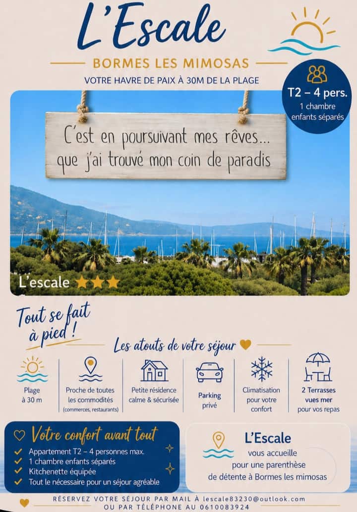 La Favière  T1/ 2 Terrasses Vue Mer, Park., Clim - La Favière