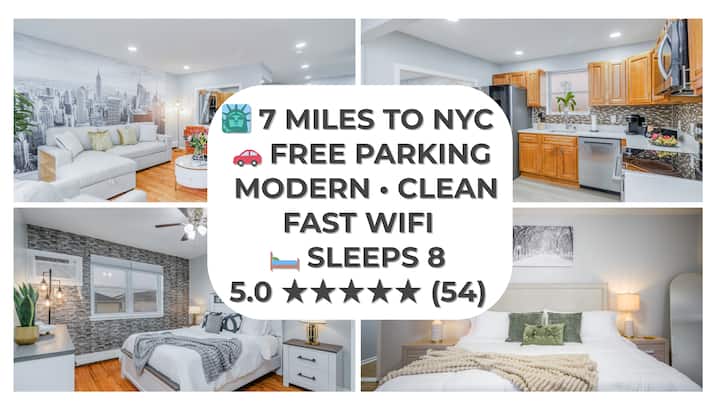 15 Min To Times Sq • King Bed + Parking + 8 Guests - New York City