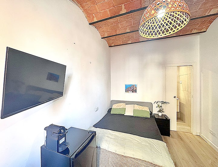 Room With Private Bathroom, Tv And Refrigerator - Barcelone