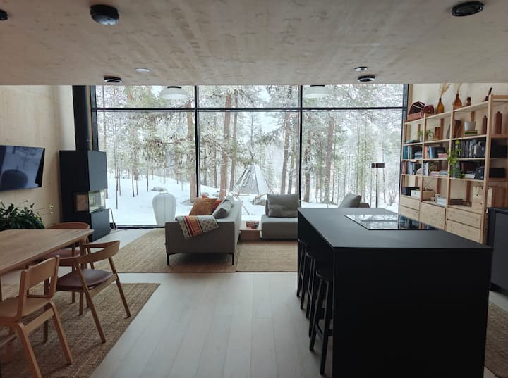 Modern Villa & Guesthouse With 5 M H Aurora Window - Inari