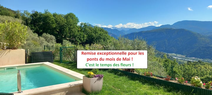 Studio "Bleu", Vue 180° Sur Le Mercantour - Carros