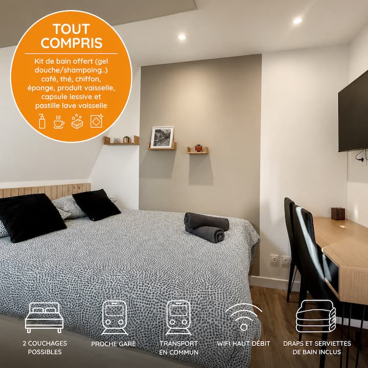 Studio Sous Les Toits Le Cesson - Proche Gare - Saint-Brieuc