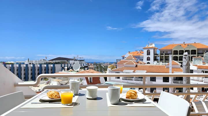 Ocean View  43m² Sunny Terrace  Heated Pool - Los Cristianos
