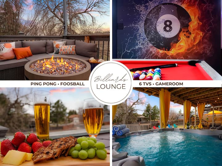 Hot Tub Billiards Retreat | Game Room & Fireplaces - Arvada, CO