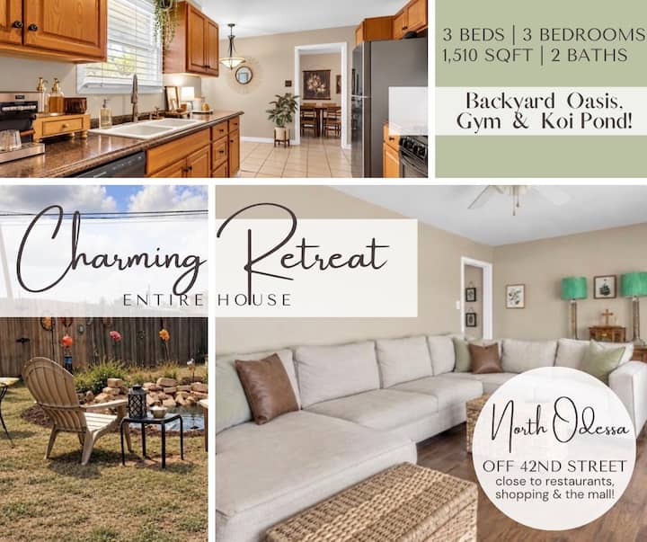Winchester Retreat | Gym & Koi Pond - Odessa, TX