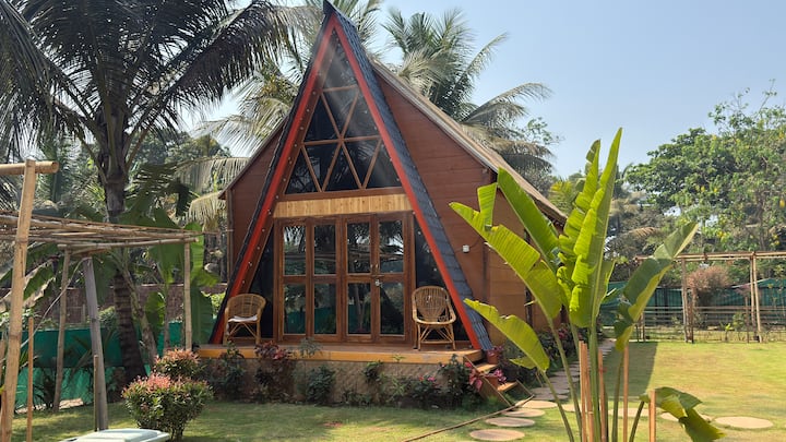 Luxury Wooden Poolside A-frame In North Goa - Goa