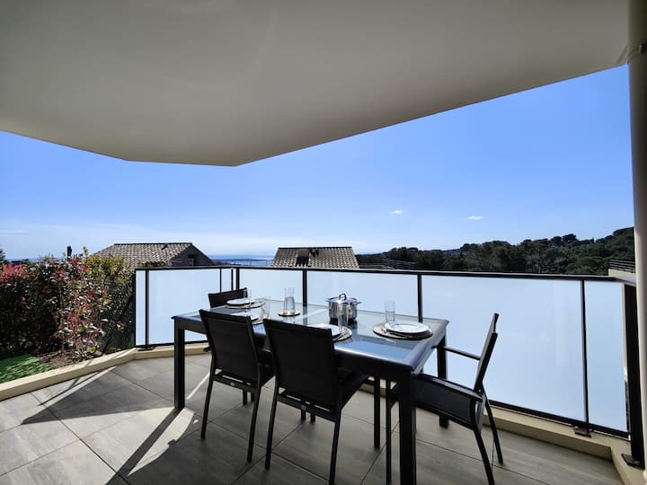 Apt 2 Ch 4 Pers Vue Mer Piscine Wifi Parking - Vallauris