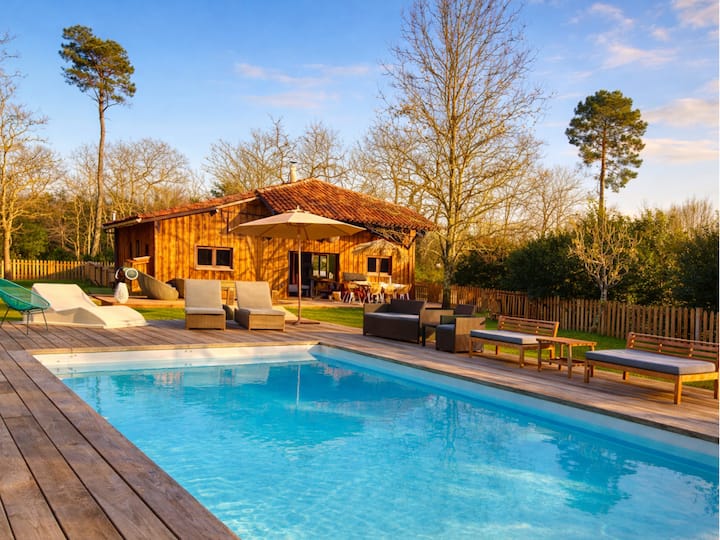 Chalet Cosy Avec Piscine Privée - Calme Absolu - Landes