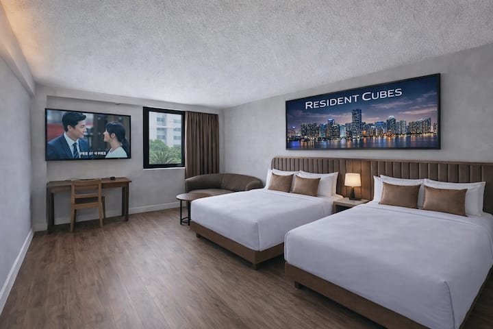 Miami Airport Hotel Deluxe Two Doubles Room - Miami, FL