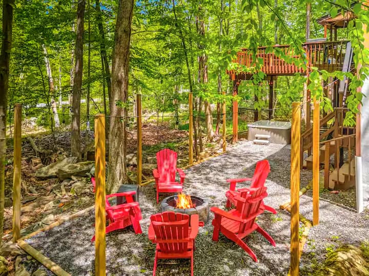 Modern 5br Gameroom, Hottub, Firepit + Lake Access - Tannersville, PA