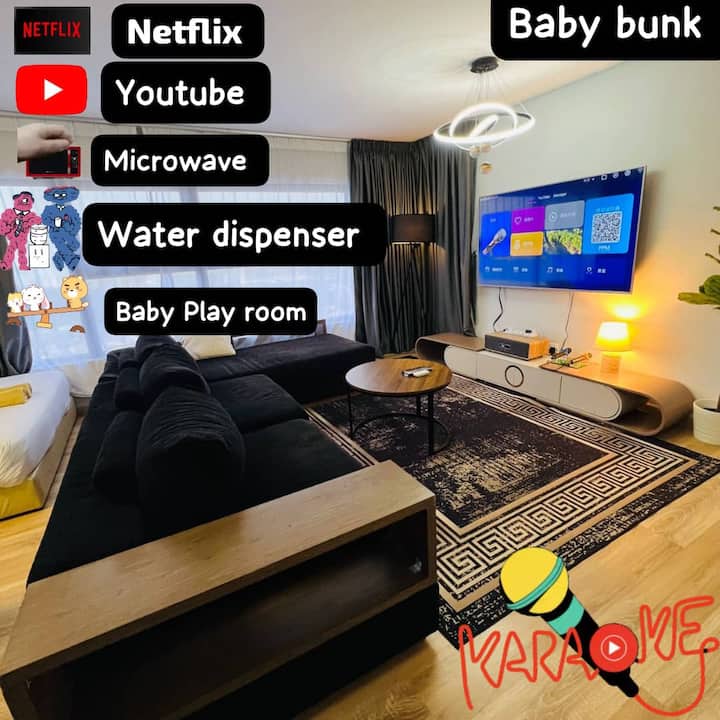 ①Klcc View_big Tv&sofa_karoke_kids Play Area_9 Pax - Kuala Lumpur