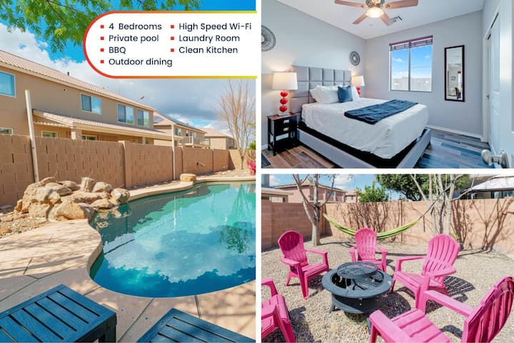 Desert Oasis | King Bed | Pvt Pool | Fire Pit-wifi - Casa Grande, AZ
