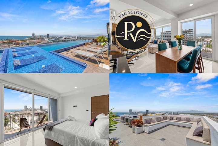 Zoho Skies 3bdr, Oceanview + Rooftop Pool - Puerto Vallarta