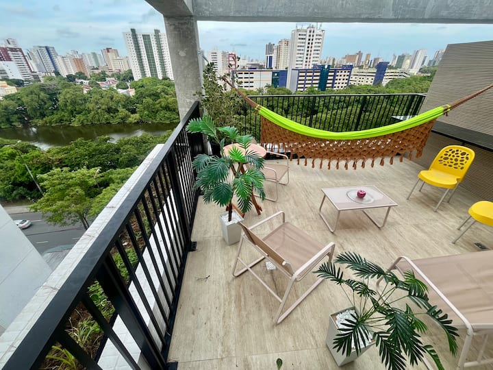 New Vip Private Panoramic Balcony | River Front - Recife