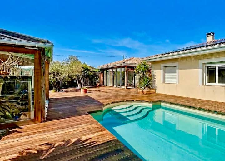 Villa Côté Bassin – Piscine Au Sel & Cocooning - Le Teich
