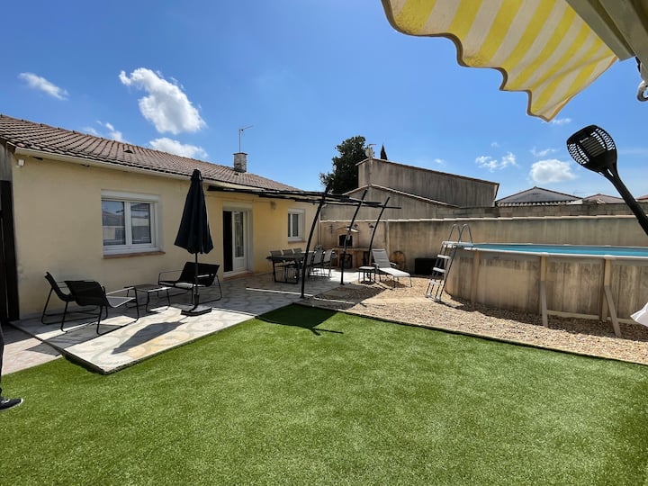 Villa Familiale 6p. Plain Pied Avec Piscine+clim - Lunel