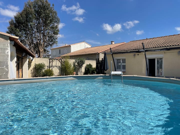 Villa 6pers Plain Pied Avec Piscine Clim Parking - Lunel