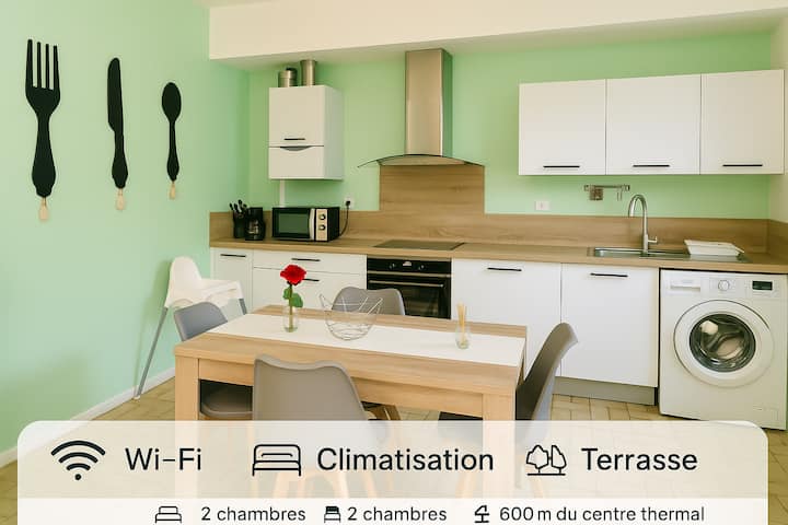 T3 Climatisé,2 Chambres Terrasse 600 M Des Thermes - Lamalou-les-Bains