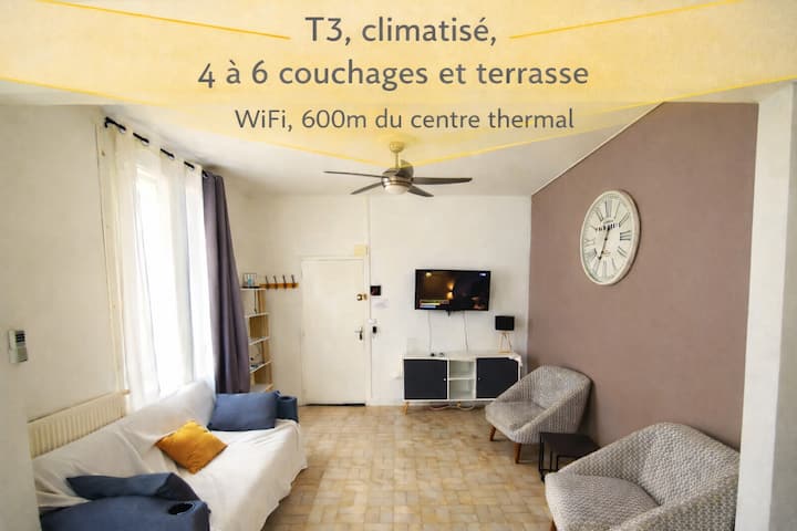 T3 Climatisé,2 Chambres Terrasse 600 M Des Thermes - Bédarieux