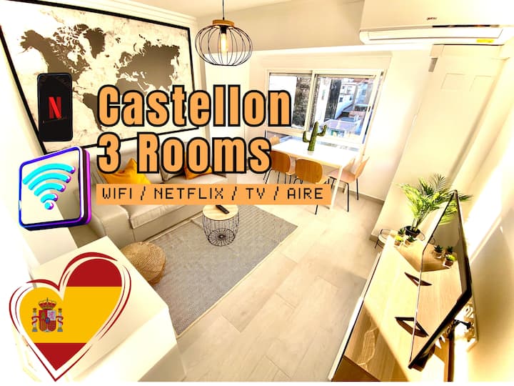 Centro Castellon, 3 Habitaciones Wifi Netflix Clim - 카스테욘데라플라나