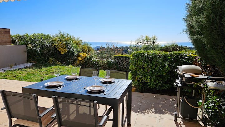 Appartement Climatisé, Vue Mer, Piscine & Tennis - Villeneuve-Loubet