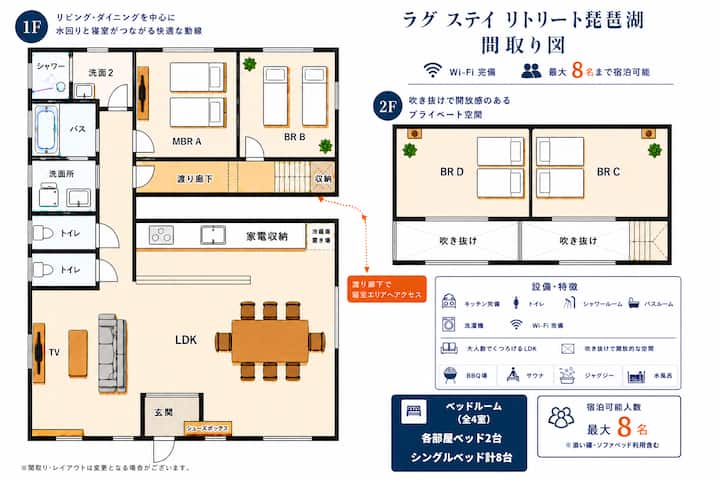 薪サウナ・ジャグジー・水風呂完備！目の前は絶景の琵琶湖｜Bbq可・焚き火・最大8名宿泊可｜ワカサギ釣 - Shiga