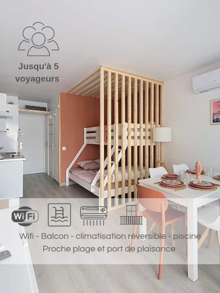 Studio 4/5p + Loggia - Climatisé - Le Grau Du Roi - Le Grau-du-Roi