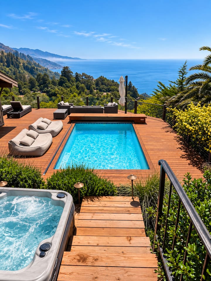 Central Big Sur Retreat + Pool, Spa & Guest House - Julia Pfeiffer Burns State Park, Big Sur