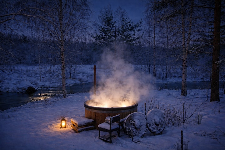 Riverfront Chalet Sauna Hot Tub & Northern Light - Suomi
