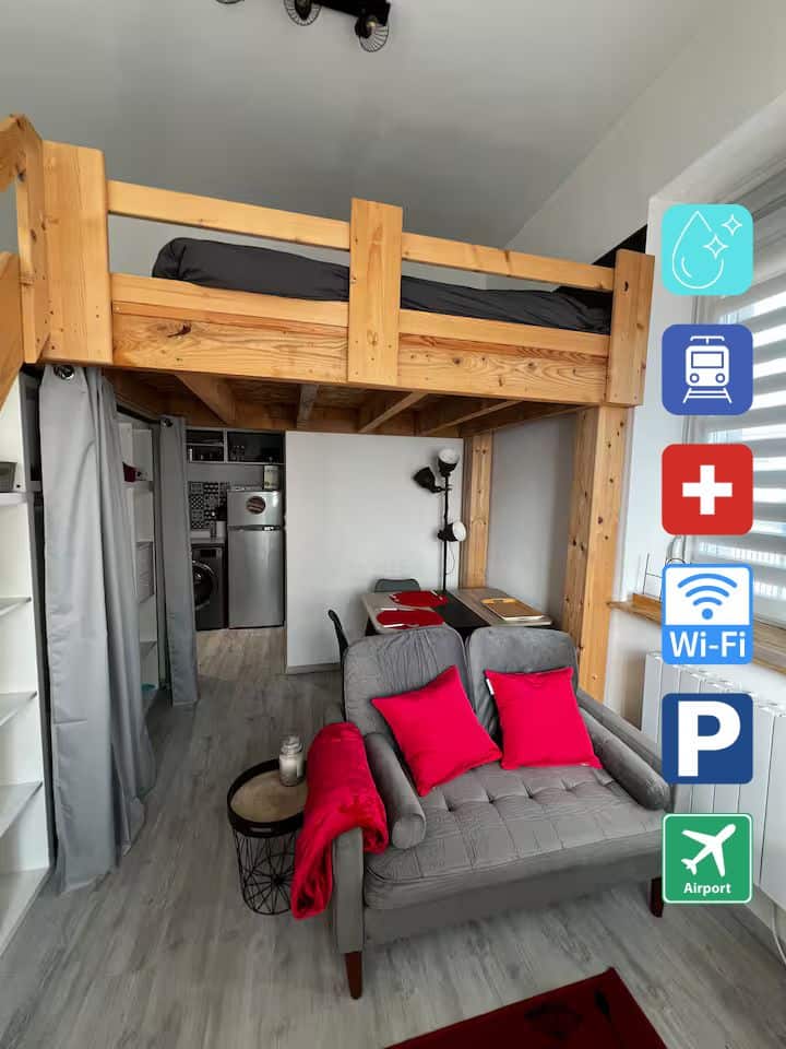 Tiny Charmant 5* Studio Mezzanine à 300m De Bâle - Basel