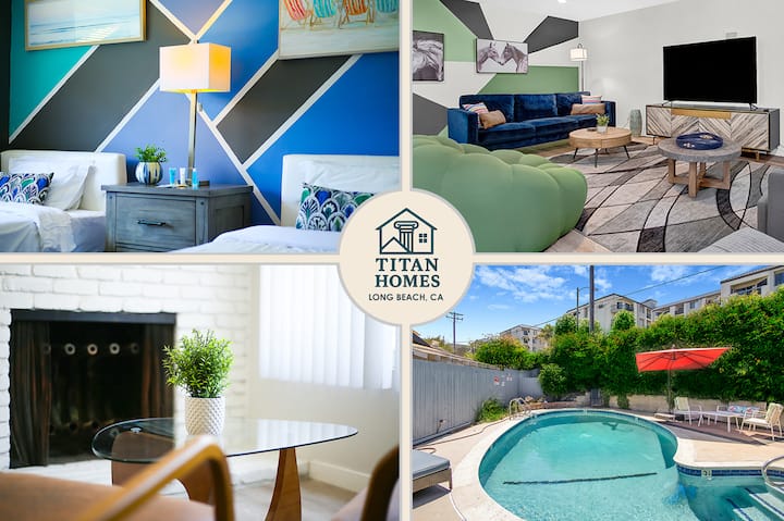 Chic Townhome Private Pool Sleeps 8+ - Long Beach, CA