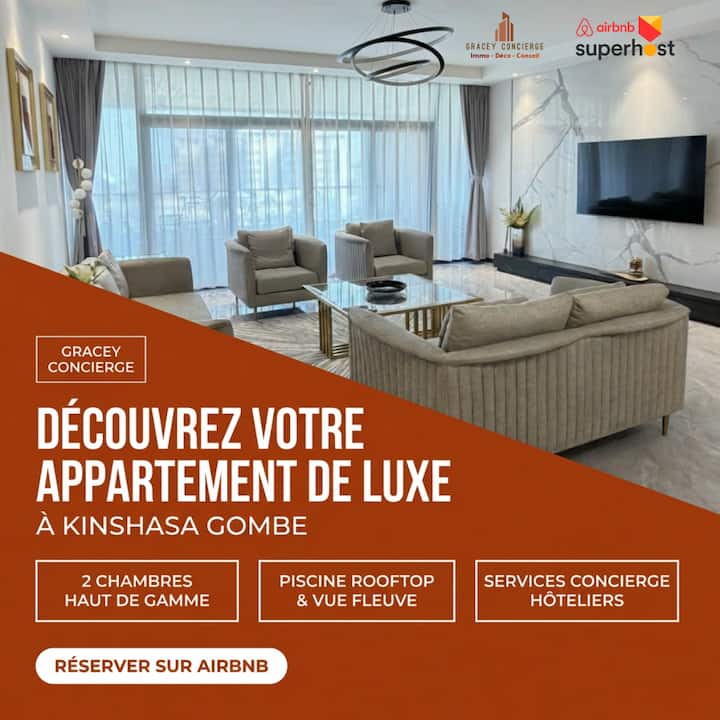 Large Luxury 2 Bedroom Apartment With Rooth Pool - Kinshasa