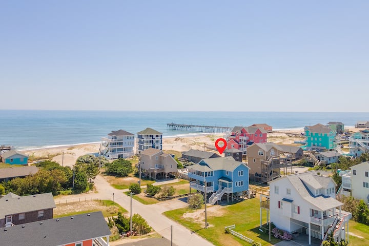 1-min Walk To Beach Sleeps 9 + Deck Views - Rodanthe, NC