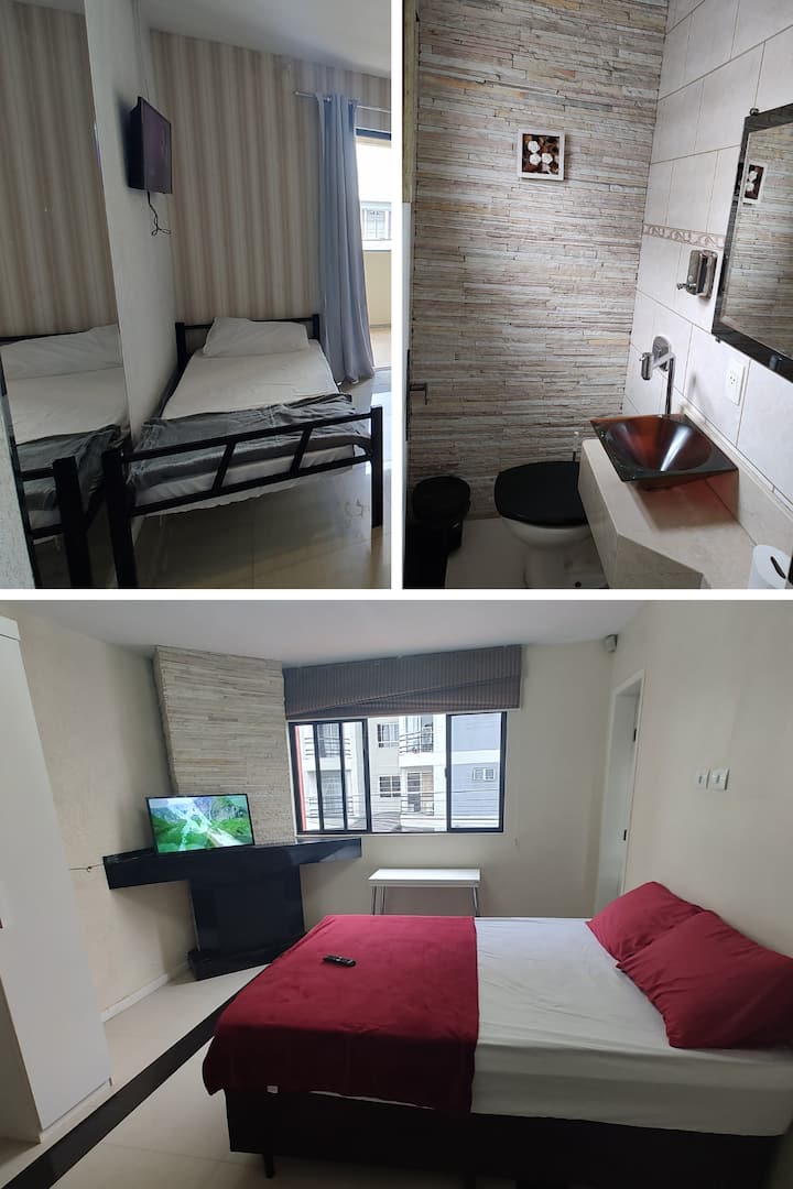 Quarto C/ Cama Casal Seme Suíte Para Ate 3 Pessoas - Campo Largo