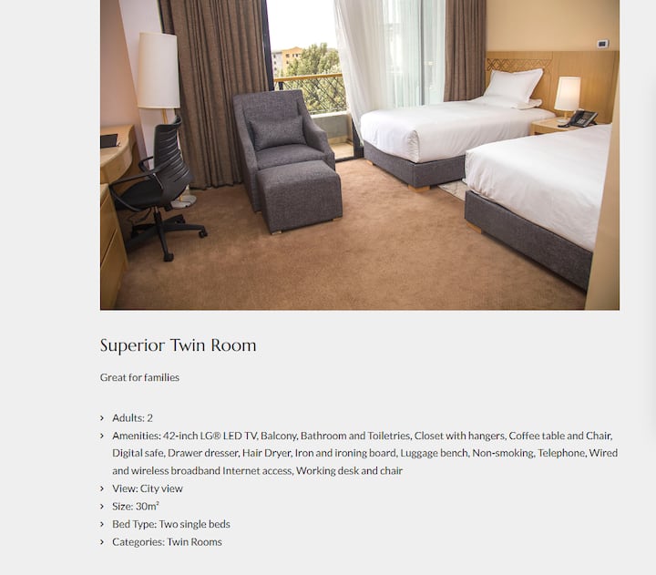 Deluxe Twin: Airport Shuttle & Breakfast & Gym/spa - Ethiopia