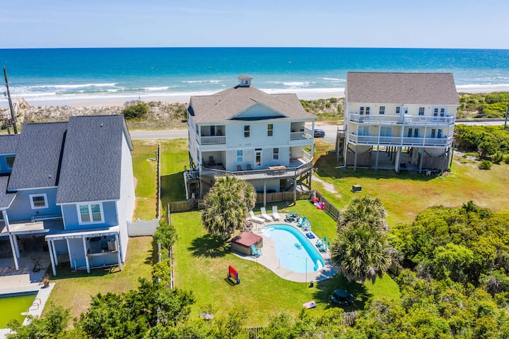 Ocean Views, Hot Tub, 5 En Suites, Dog Friendly - North Topsail Beach, NC