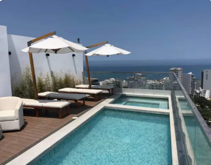 Private-comfy Apt|jacuzzi&pool W.ocean View|wifi - Lima
