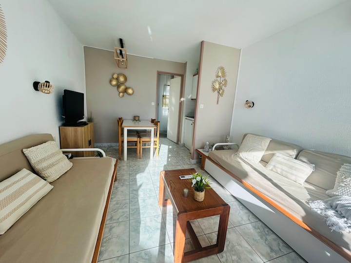 T2 Vue Lac, Terrasse, Piscine, Clim & Wifi. - Le Barcarès