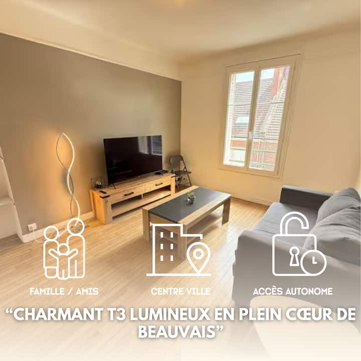 Chez Rami - Charmant T3 - Rue Jacoby - ibis Styles Beauvais