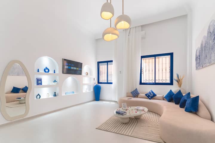 Proche Centre 1br Style Mykonos A/c Piscine - Marrakesh