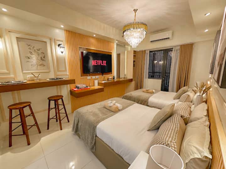 Cozy Studio With 2 Beds & Balcony In Makati - 마닐라