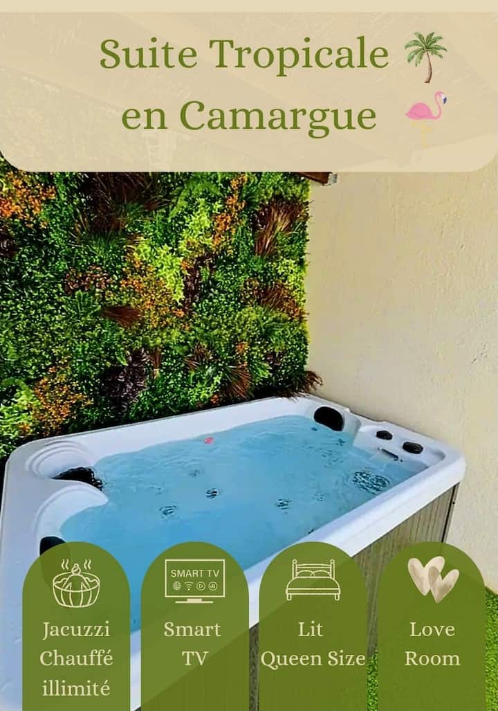 Jacuzzi Chauffé : Suite Tropicale En Camargue - Port-Saint-Louis-du-Rhône