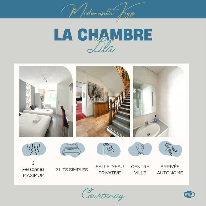 La Chambre Lila- 2 Lits Jumeaux - Courtenay