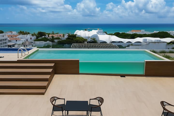 Moderno Con Rooftop, Vista Al Mar Cerca De La 5av - Playa del Carmen