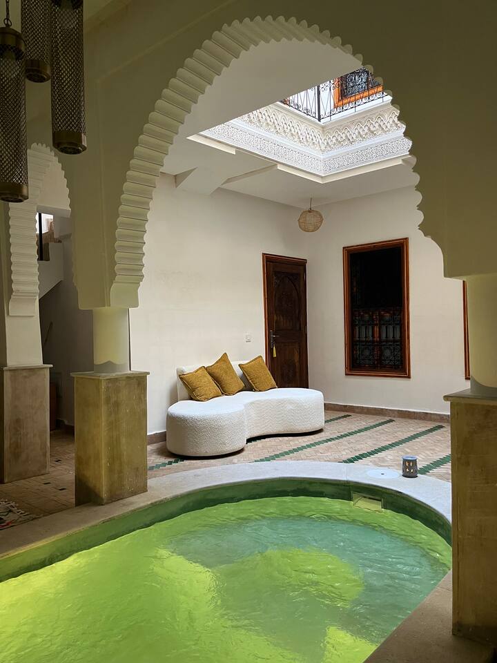 Chambre Double Grand Lit Avec Piscine 01 - Marrakesh