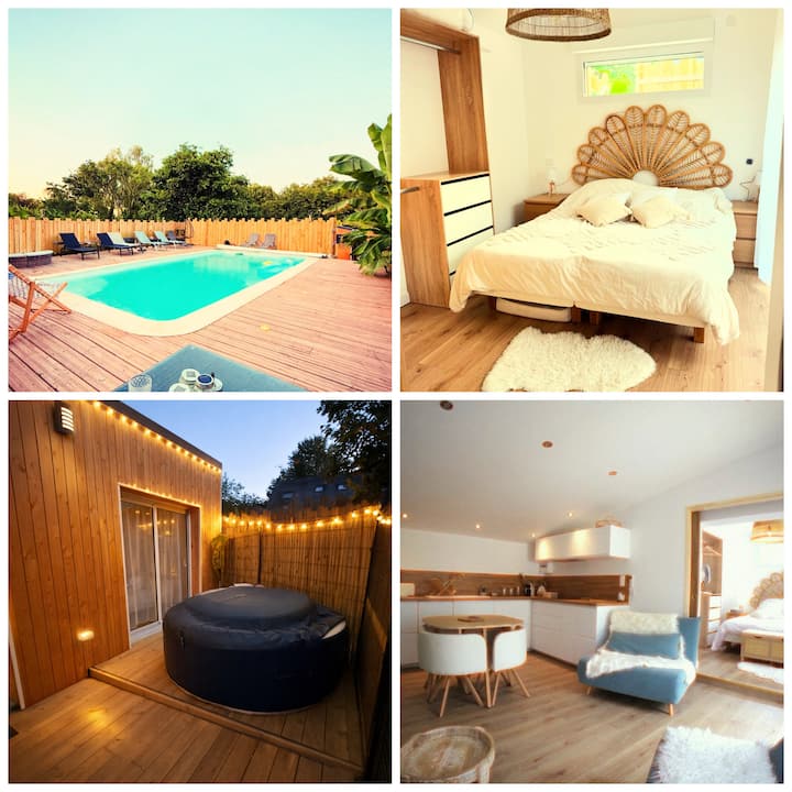 Magnifique Cottage Romantique Spa & Piscine Mer - Savenay