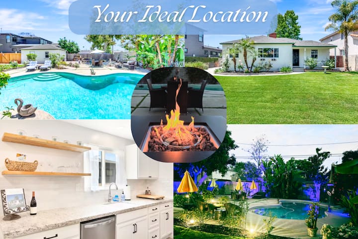 Palm & Peace Poolside | Beach, Disney + King Bed - Cerritos, CA